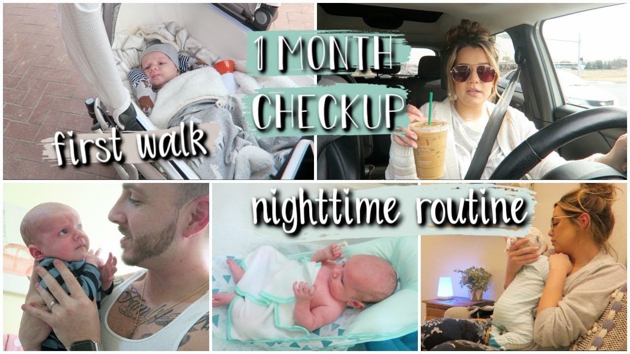 First Walk, 1 Month Checkup & Our Nighttime Routine with Baby! - YouTube