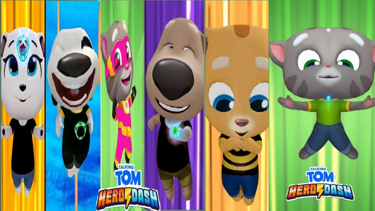 TALKING TOM HERO DASH -- HERO TOM CLASSIC RUN & PINK HERO TOM SAVING ...