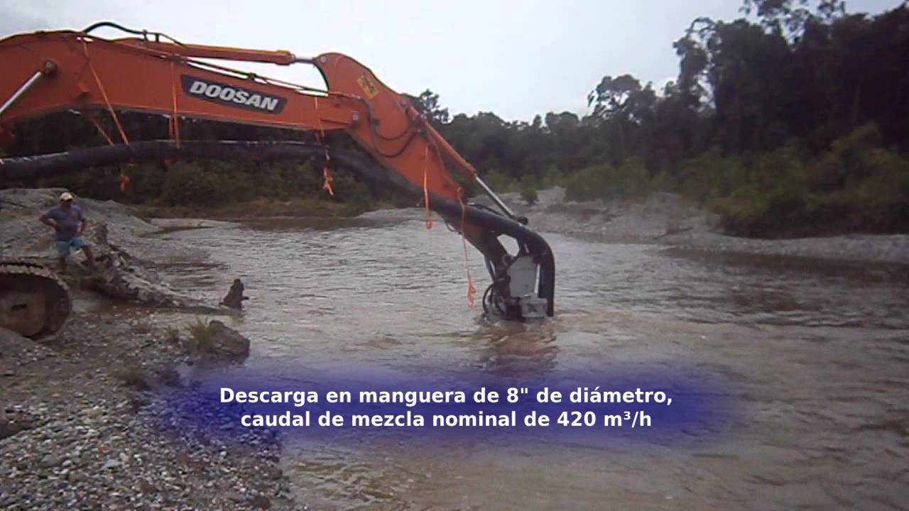 Equipo de dragado Dragflow instalado en retro excavadora para minería ...