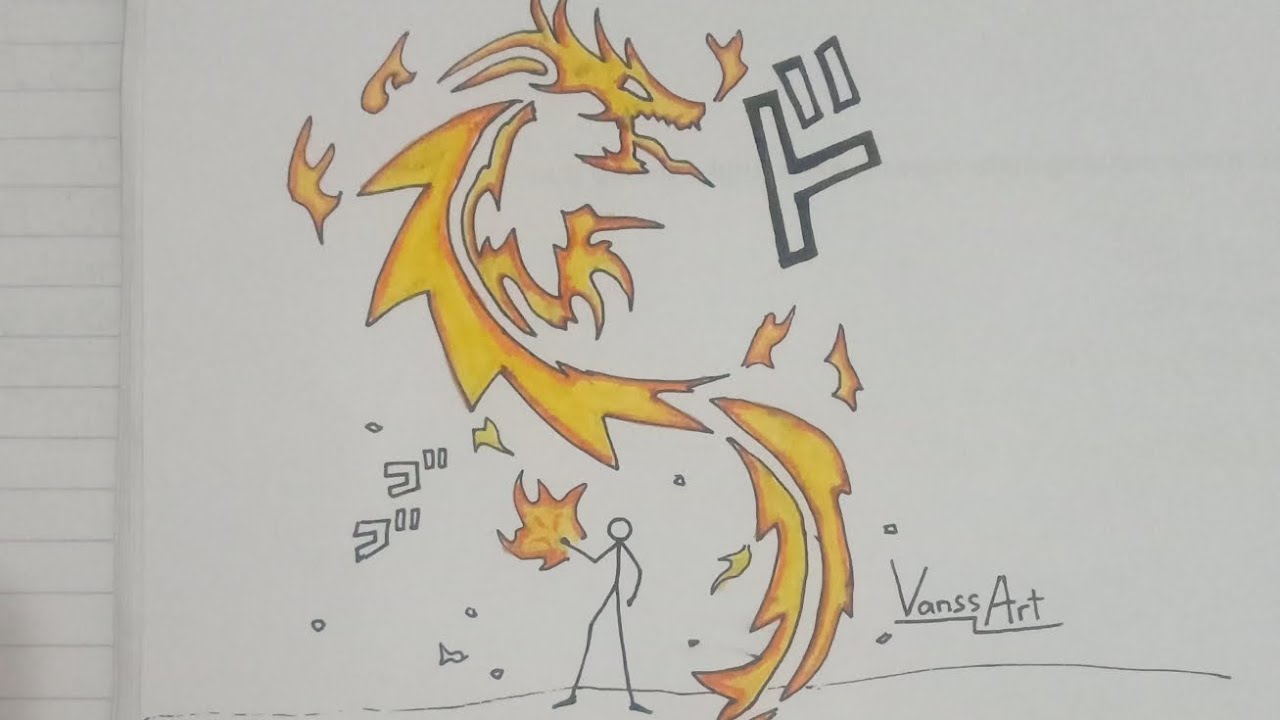 Cara gambar stickman dragon fire 🔥🔥👹 -|Drawing| - YouTube
