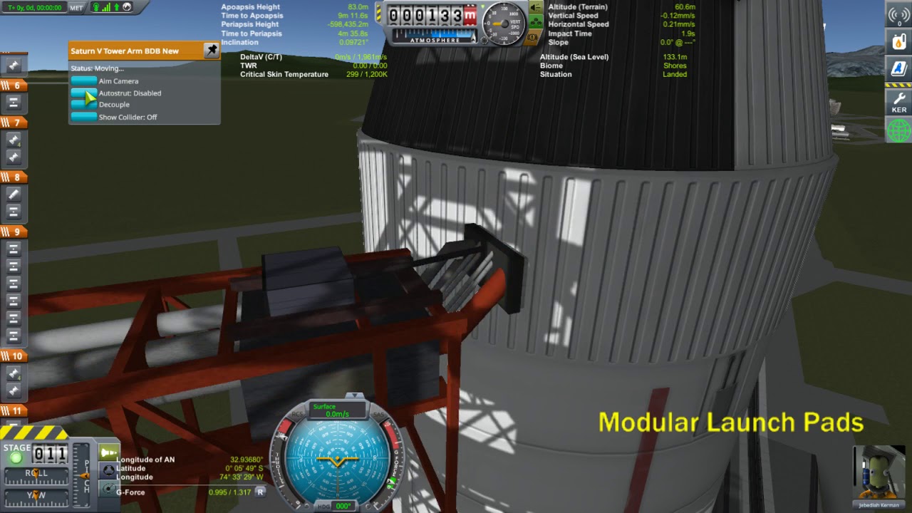 KSP Modular Launch Pads v2.0 Dev Demo: Revised (Again) Swing Arms - YouTube