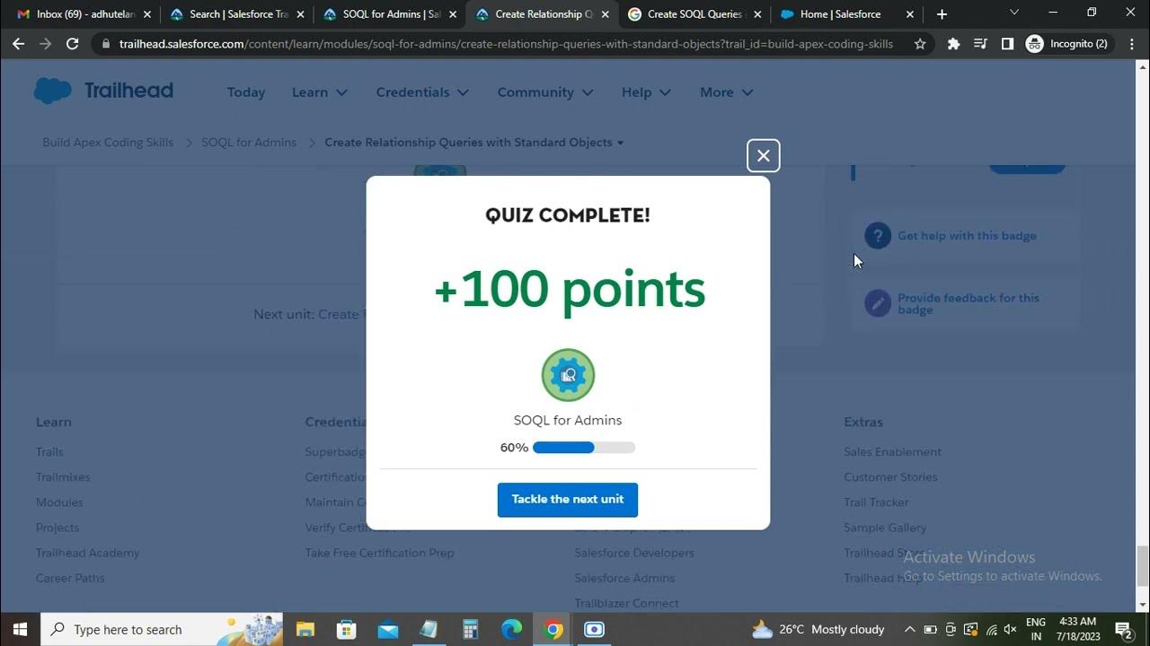 Trailhead Create Relationship Queries With Standard Objects Soql For Admins In Salesforce