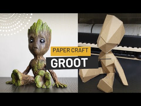 GROOT cardboard craft - boneka Groot dari kardus - YouTube