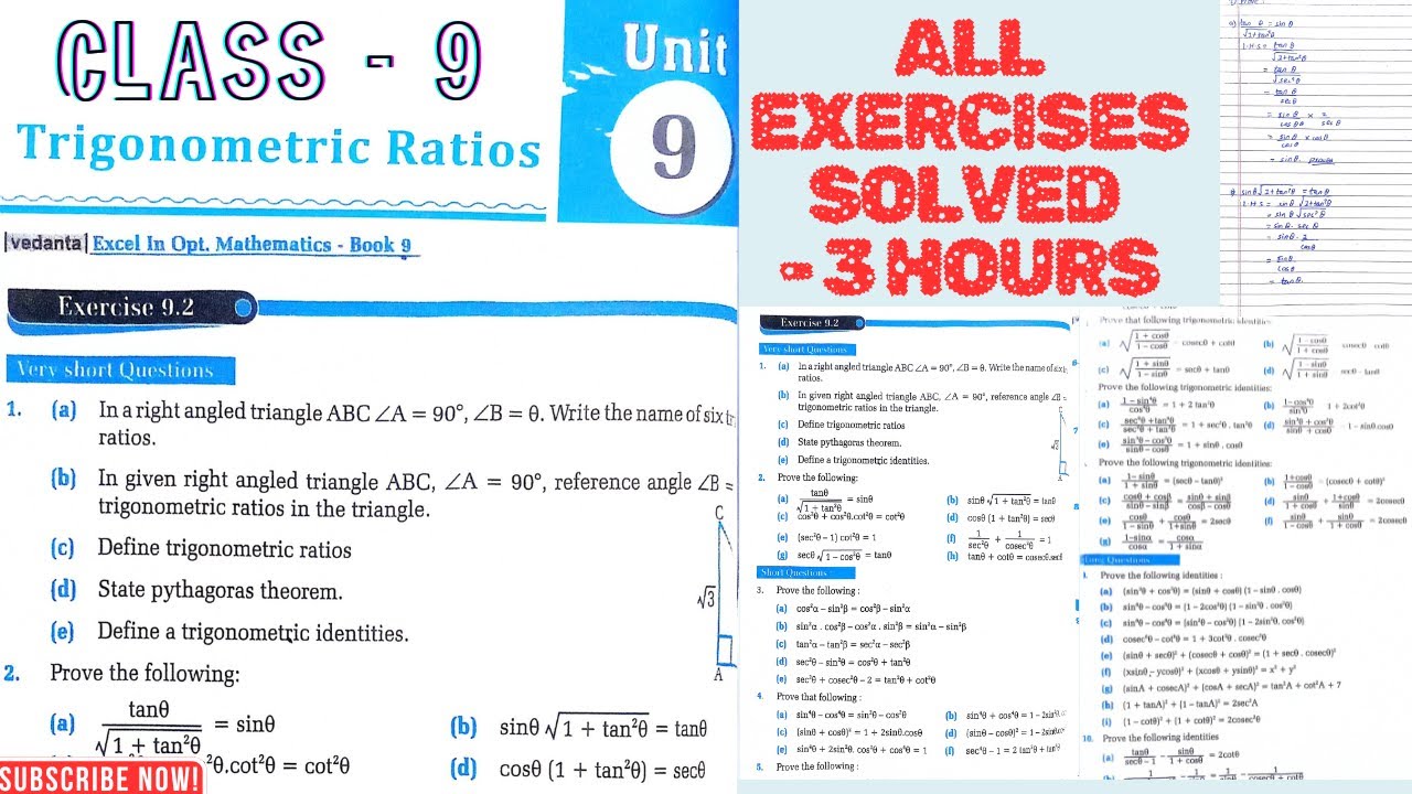 Solution of Class 9 Optional Maths Trigonometric Ratios Exercise 9.2 2081 | All Exercises solved ...