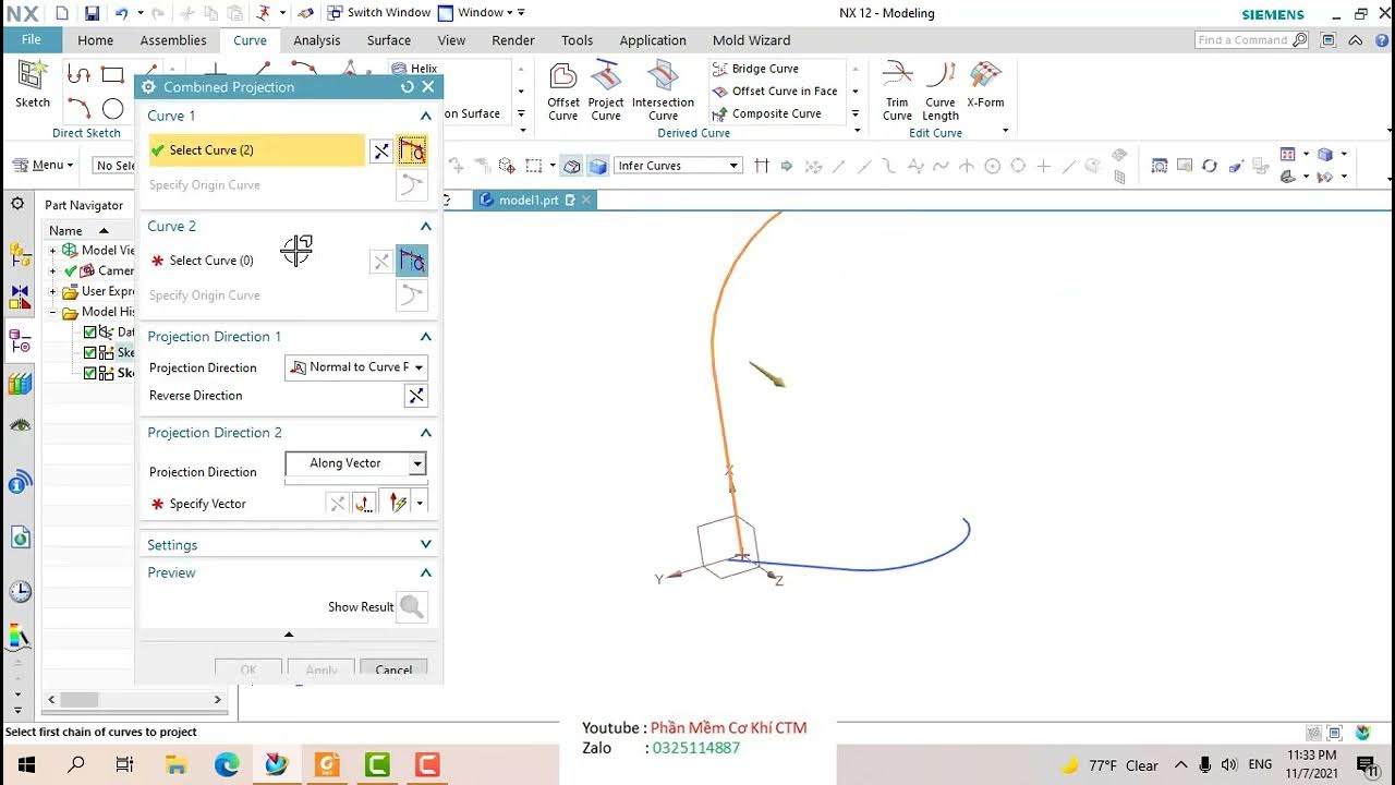Bài 27 Tìm hiểu chuyên sâu về Combined Projection | NX SURFACE - YouTube