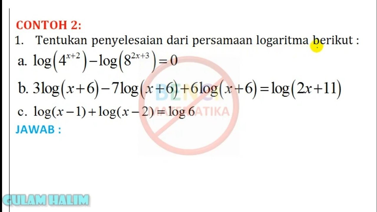 Cara Cepat Belajar Persamaan logaritma contoh 2 - YouTube