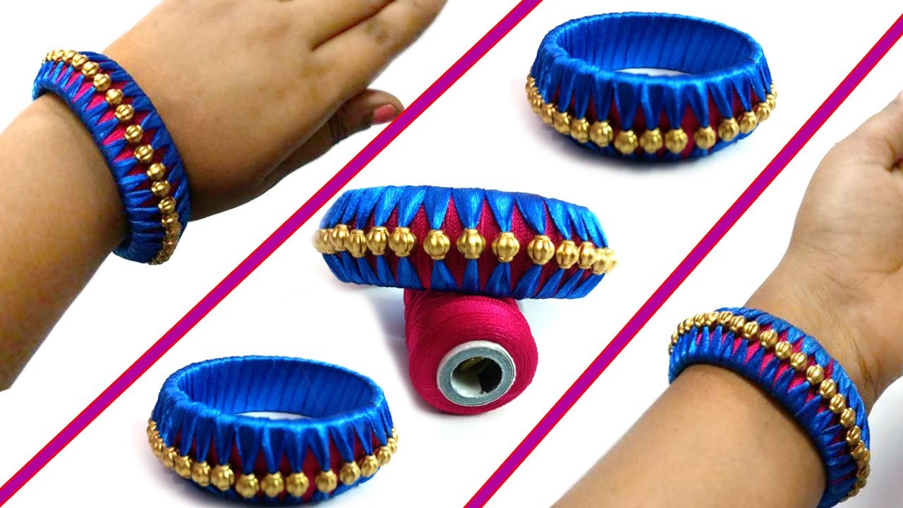 How to make Latest Designer Silk thread bangles at home I Party wear ...