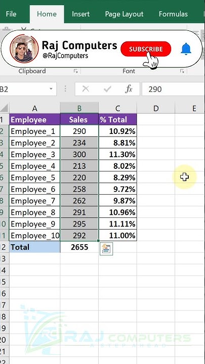 Quick analysis-% Total in excel | Raj Computers |Raj sir #shorts #quickanalysis #%total # ...