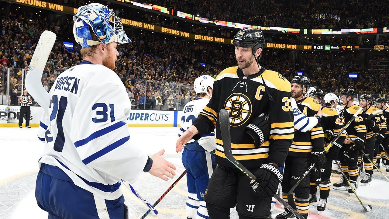 Bruins, Maple Leafs shake hands after Boston advances with Game 7 win ...