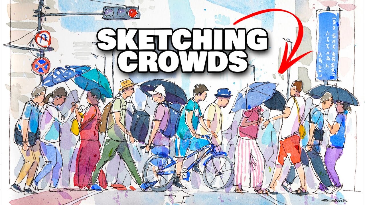How To Sketch A Crowd Walking Loose Step By Step Tutorial For