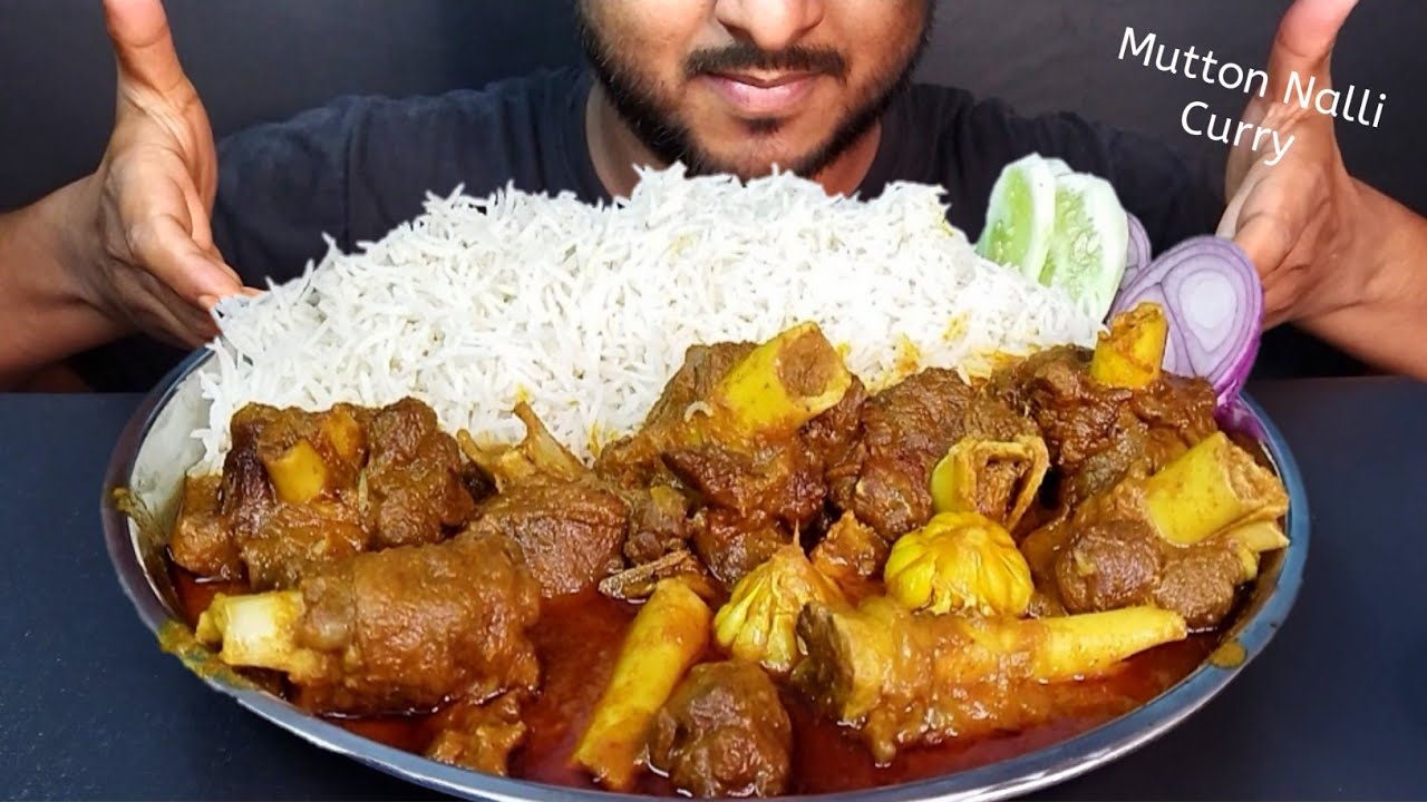 Spicy Mutton Nalli Curry Eating | Mutton Bone Marrow Eating Show |# ...