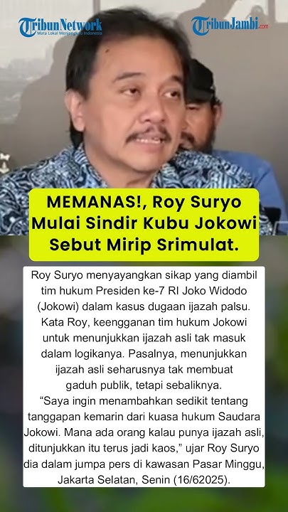 MEMANAS! Roy Suryo Mulai Sindir Kubu Jokowi Sebut Mirip Srimulat - YouTube