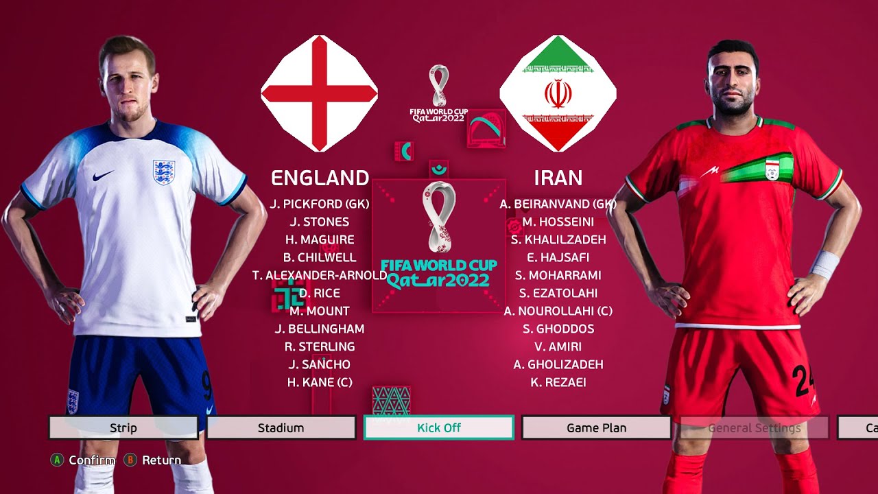 ENGLAND vs IRAN | FIFA World Cup QATAR 2022 | Group B | Realistic PES ...
