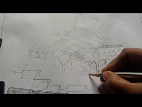 Ram Mandir Easy pencil sketch for beginners// learn to draw Ram mandir ...