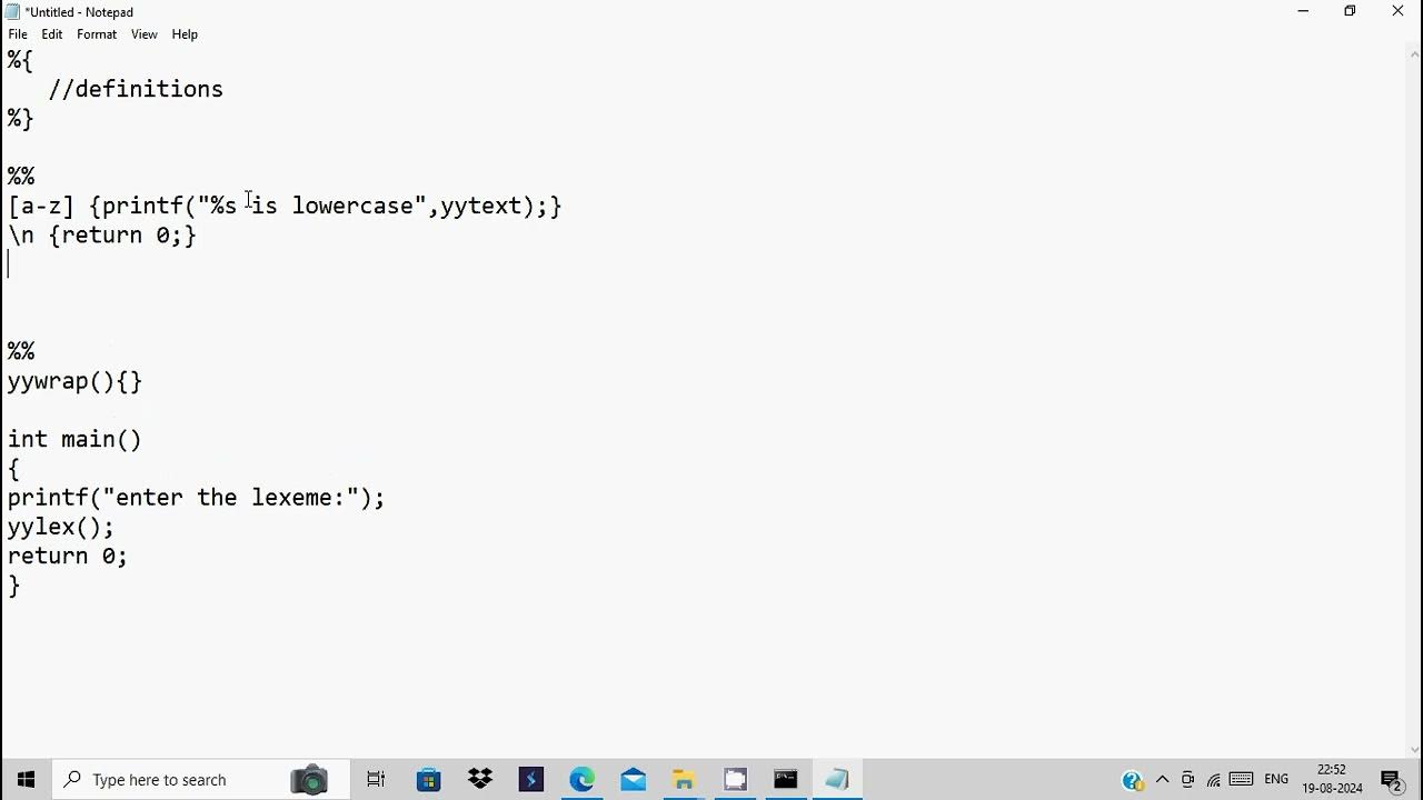 Flex tool tutorial 1-compiler design - YouTube