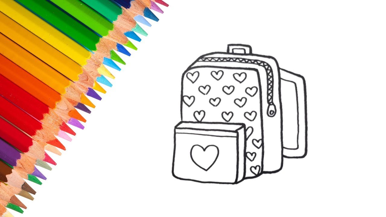 How to Draw School Bag Backpack | Step by Step Drawing and Coloring for ...