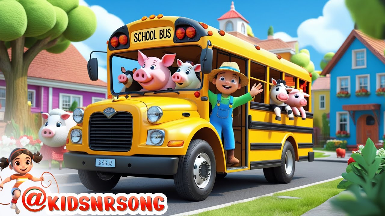 Dogs on the Bus Go Woof Woof Woof Kids Song | Wheels on the Bus Song ...