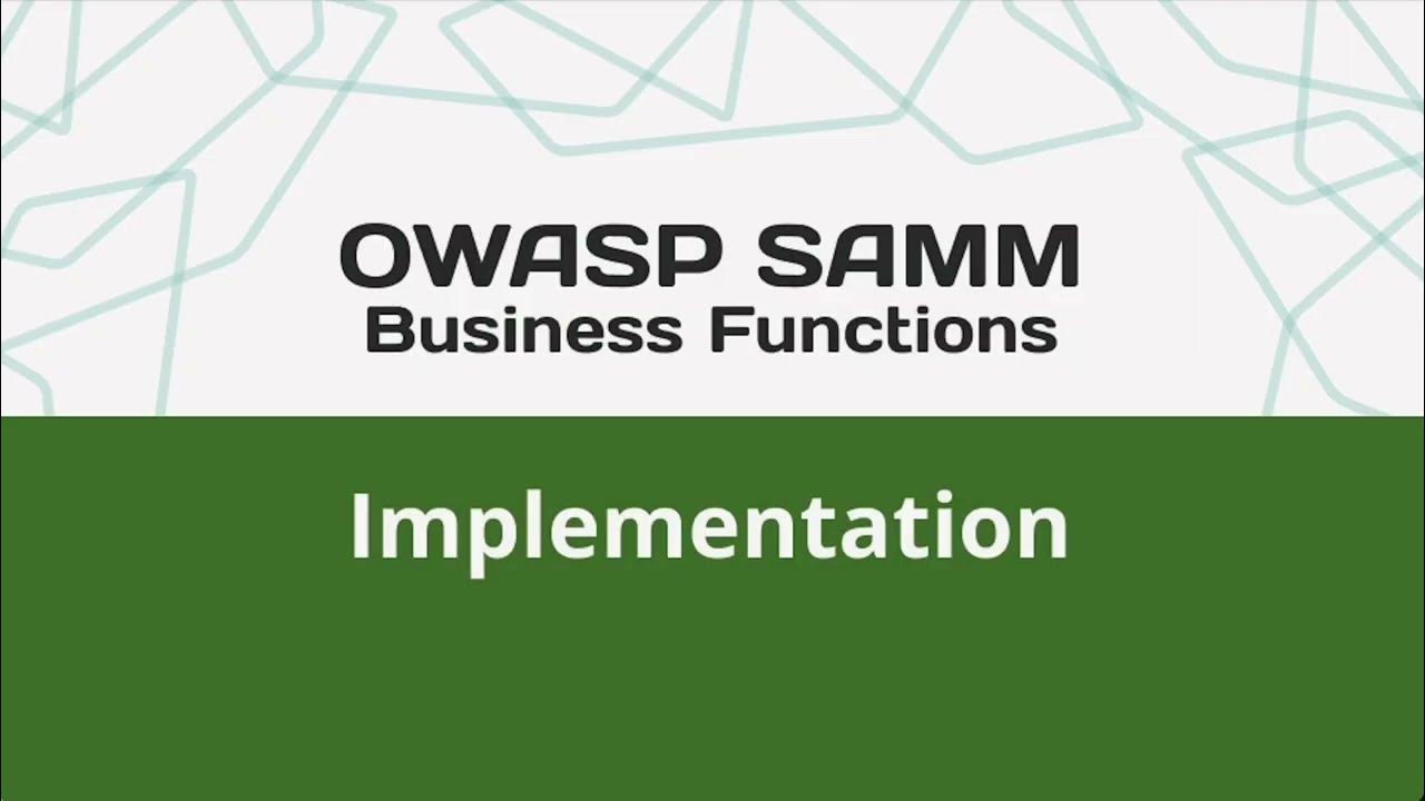 OWASP SAMM Implementation - YouTube