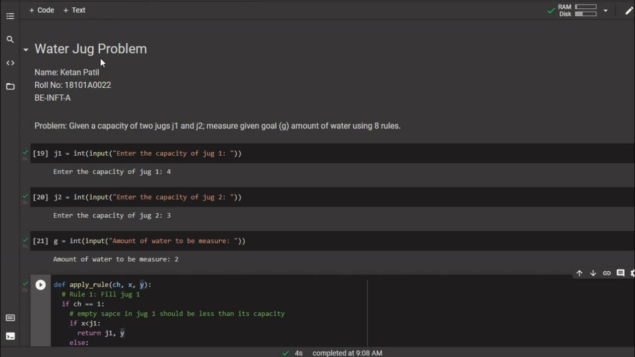 EXP 2 WATER JUG PROBLEM - YouTube