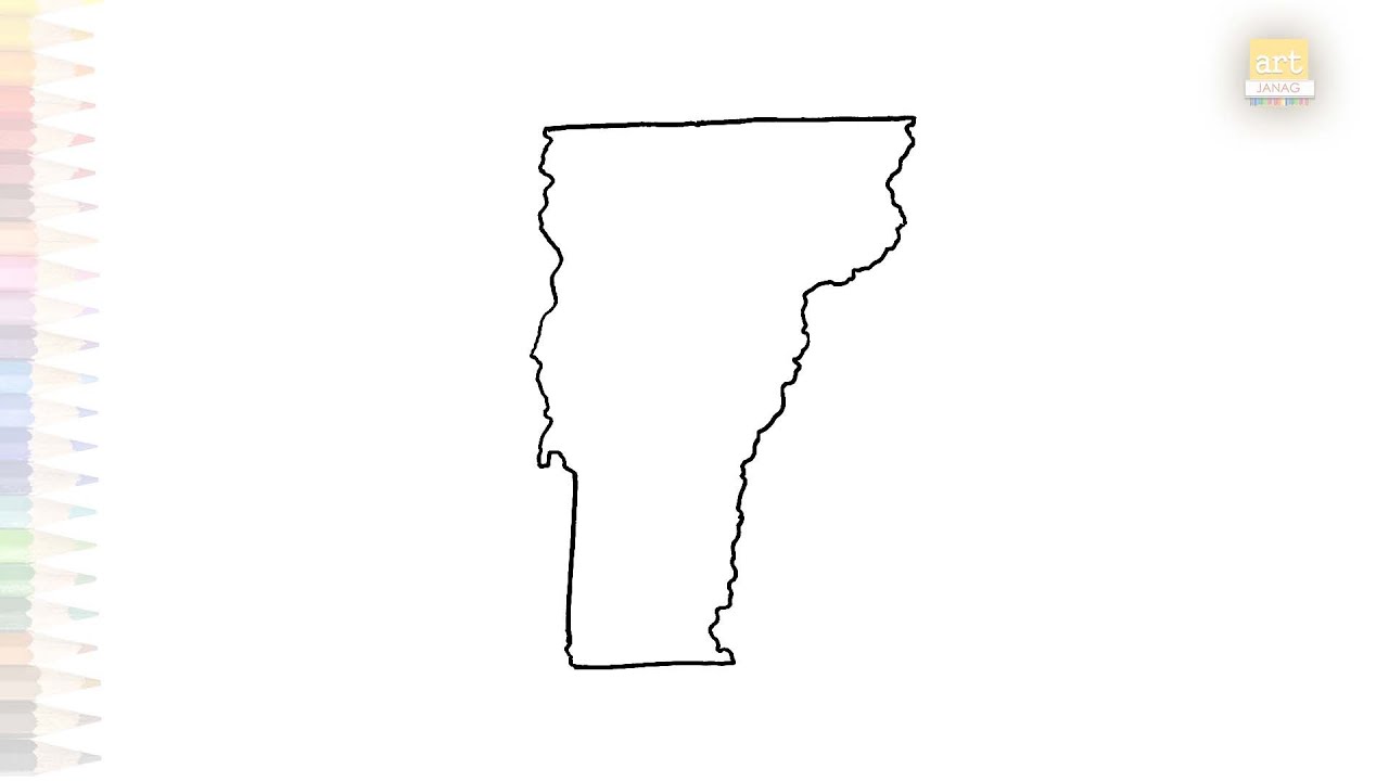 Vermont Map drawing | Easy drawing tutorials | How to draw Vermont Map ...