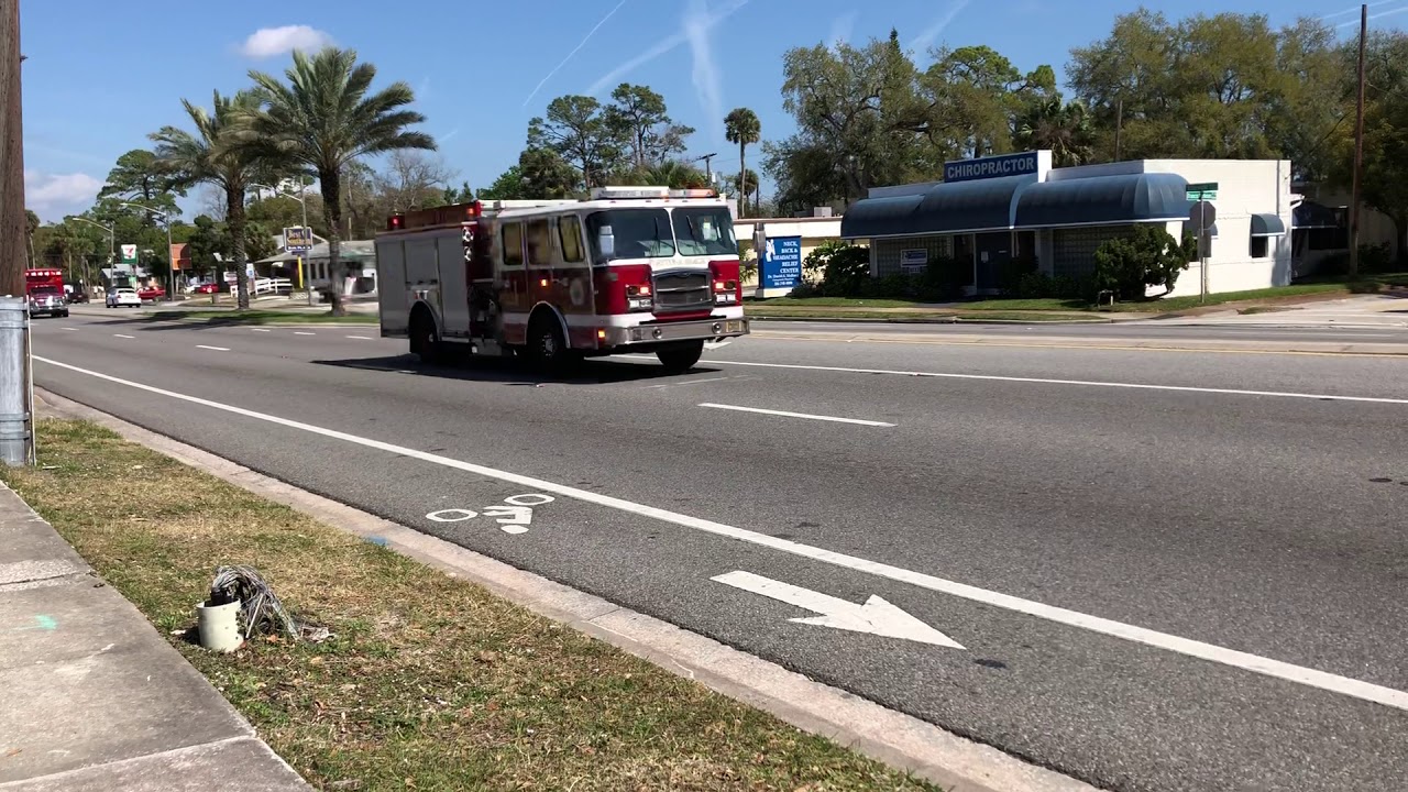 Daytona Beach Fire Department Engine 1 & Rescue 1 Responding Emergency ...
