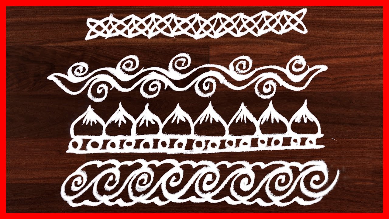 Simple rangoli kolam Border designs - YouTube