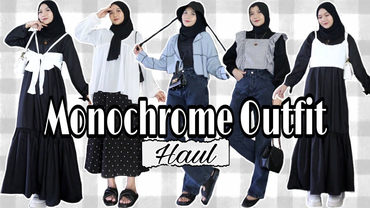 SHOPEE HAUL OUTFIT MONOCHROME || START 40RIBUAN - YouTube