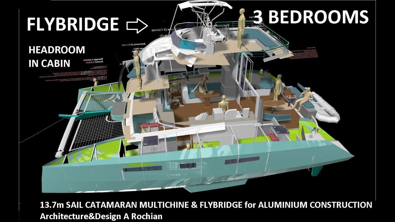13.7m SAIL CATAMARAN MULTICHINE & FLYBRIDGE for ALUMINIUM CONSTRUCTION ...