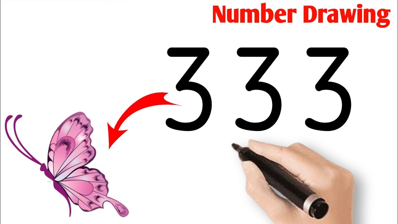 How to Draw Butterfly From Number 333 | Easy Butterfly Drawing | Number ...