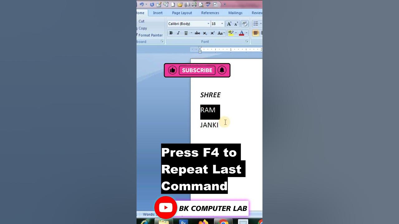 Text Ko Quickly Repeat Karna Sikhe//How to Repeat Last Command in Ms ...