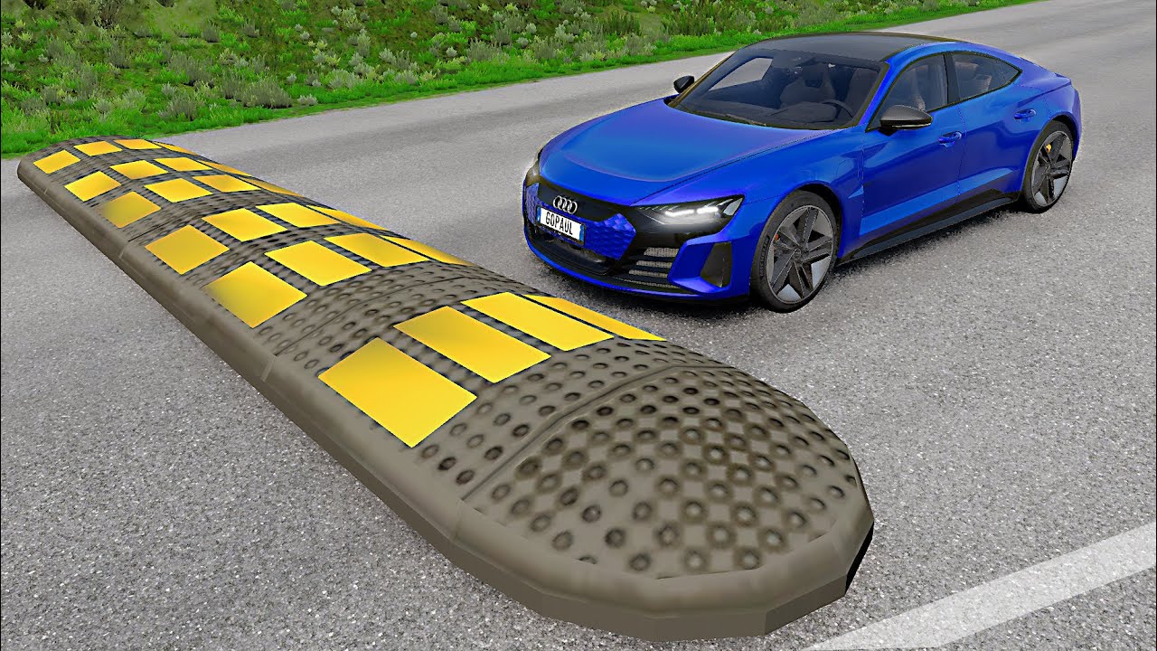 Cars vs Big Speed Bump - Beamngdrive - YouTube