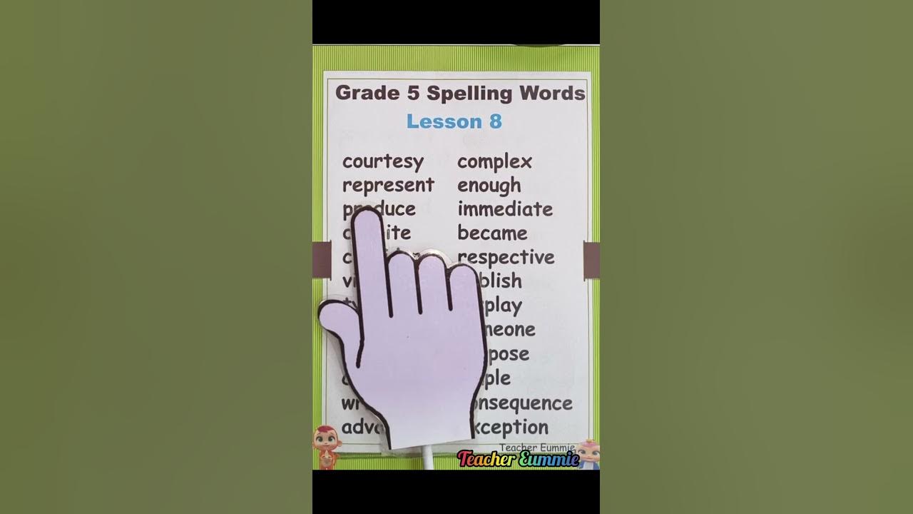 GRADE 5 SPELLING WORDS LESSON 8 - YouTube