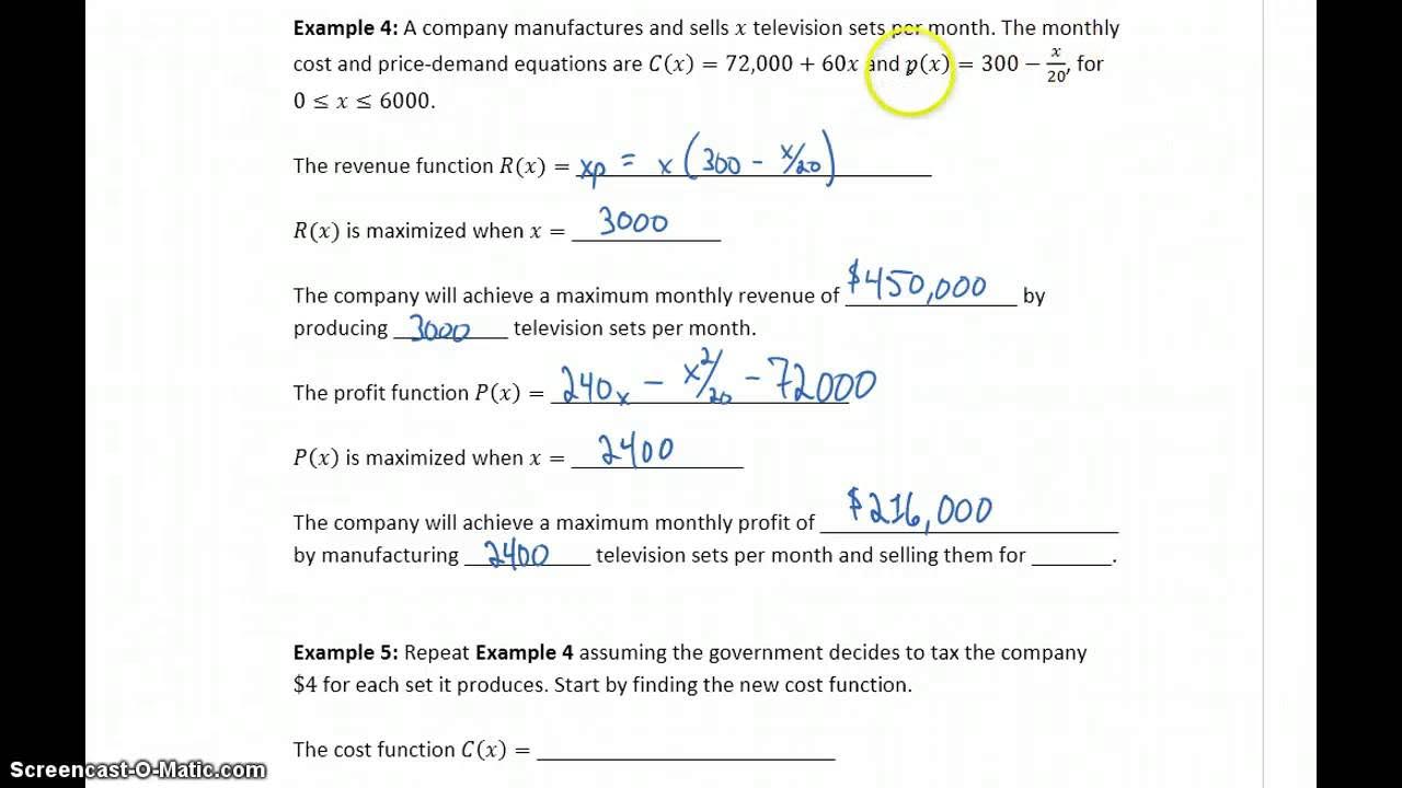 Busi Calc Optimization - Optimizing Functions (Part 2) - YouTube