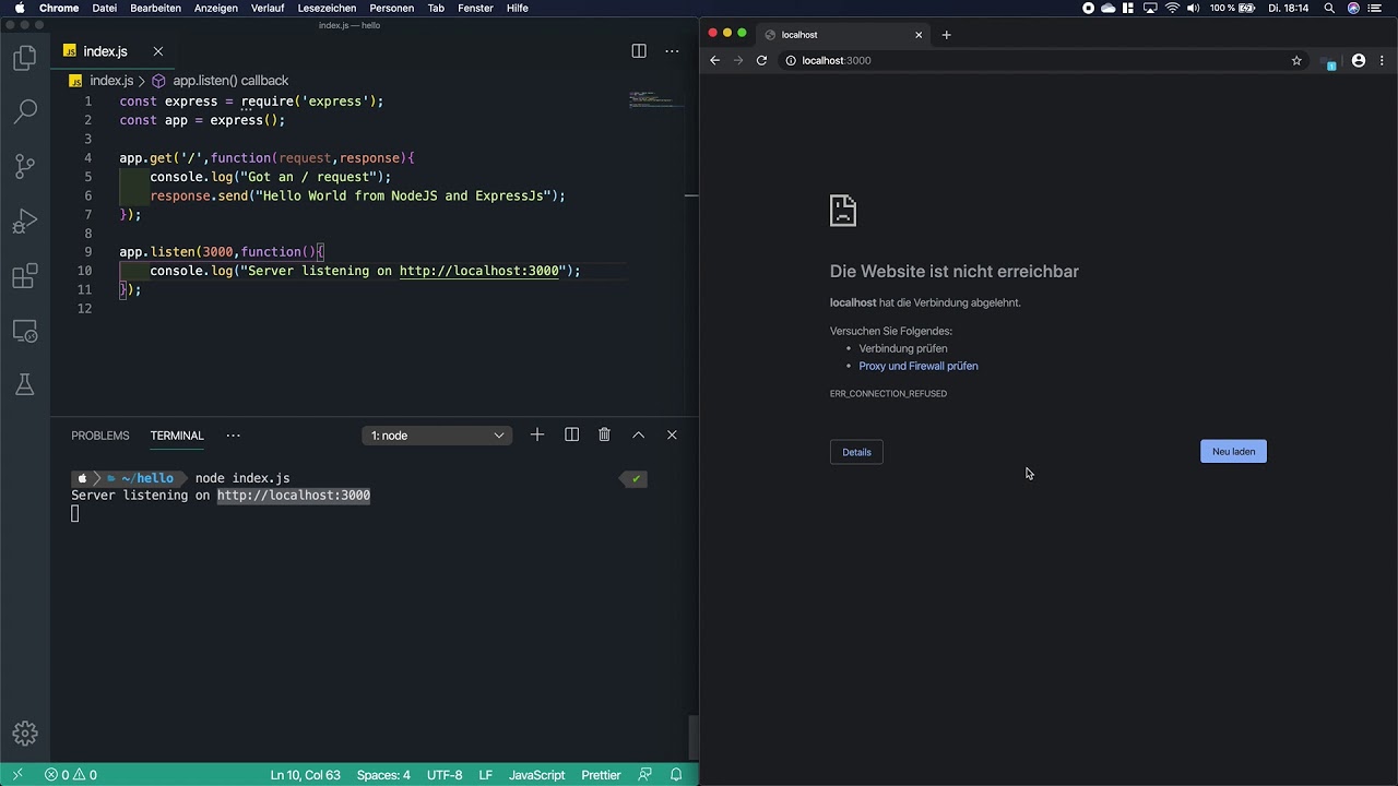 Hello World In Nodejs Youtube
