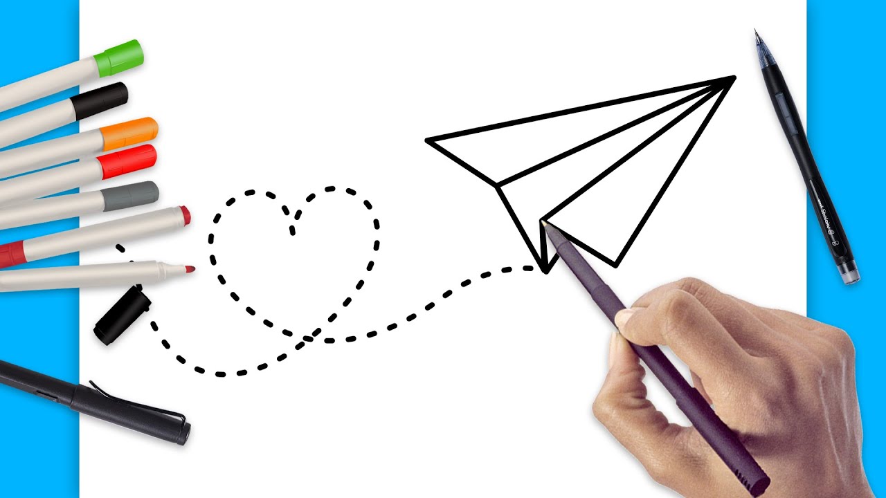 How to draw a paper airplane, step by step, easy and fast! - YouTube