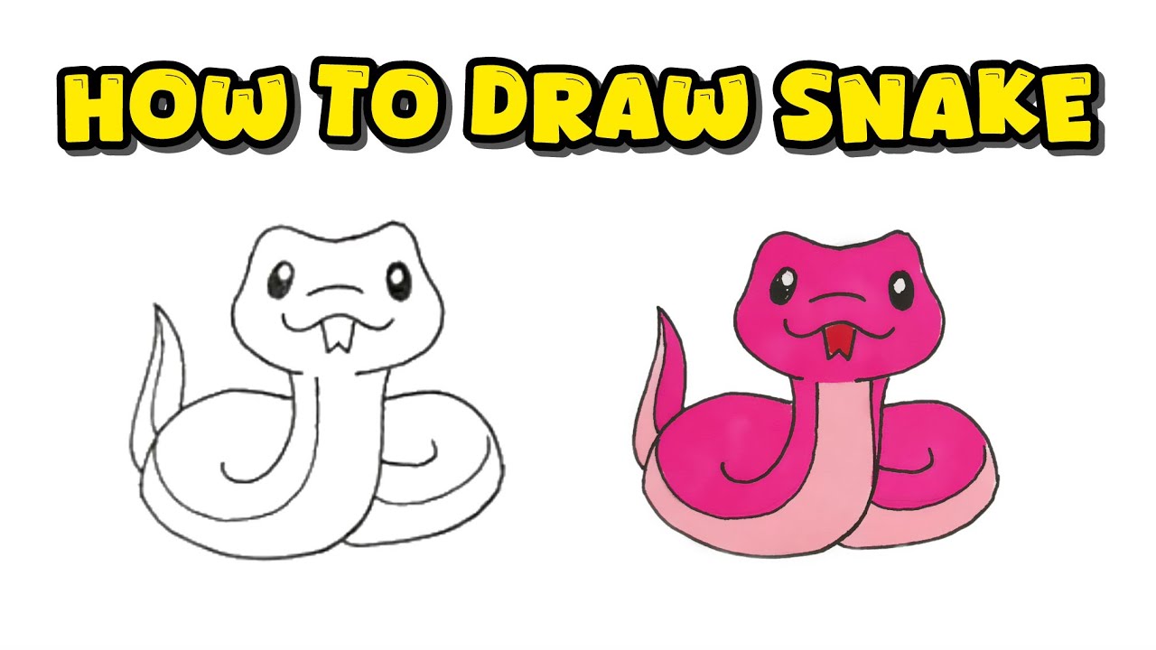 How to Draw a Cute Pink Snake with Markers – Step-by-Step Colorful Art ...