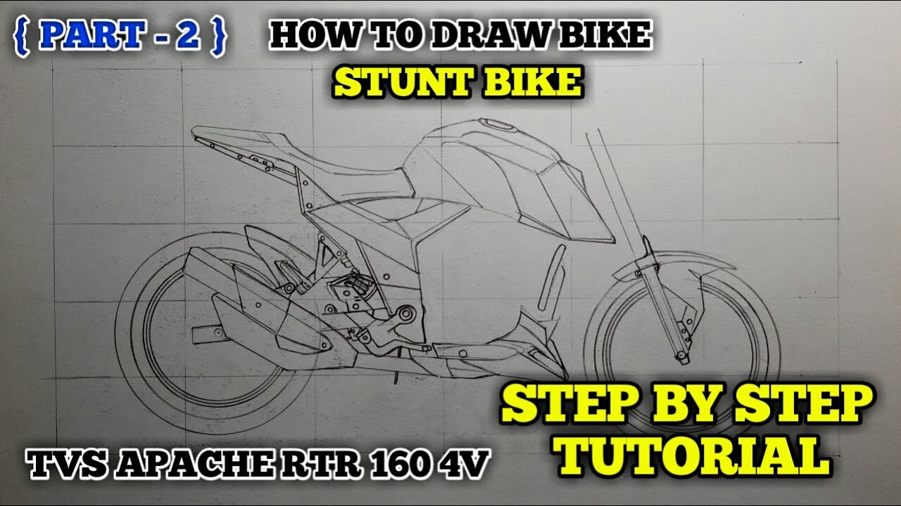 How to draw bike | apache rtr 160 drawing | apache stunt bike - YouTube