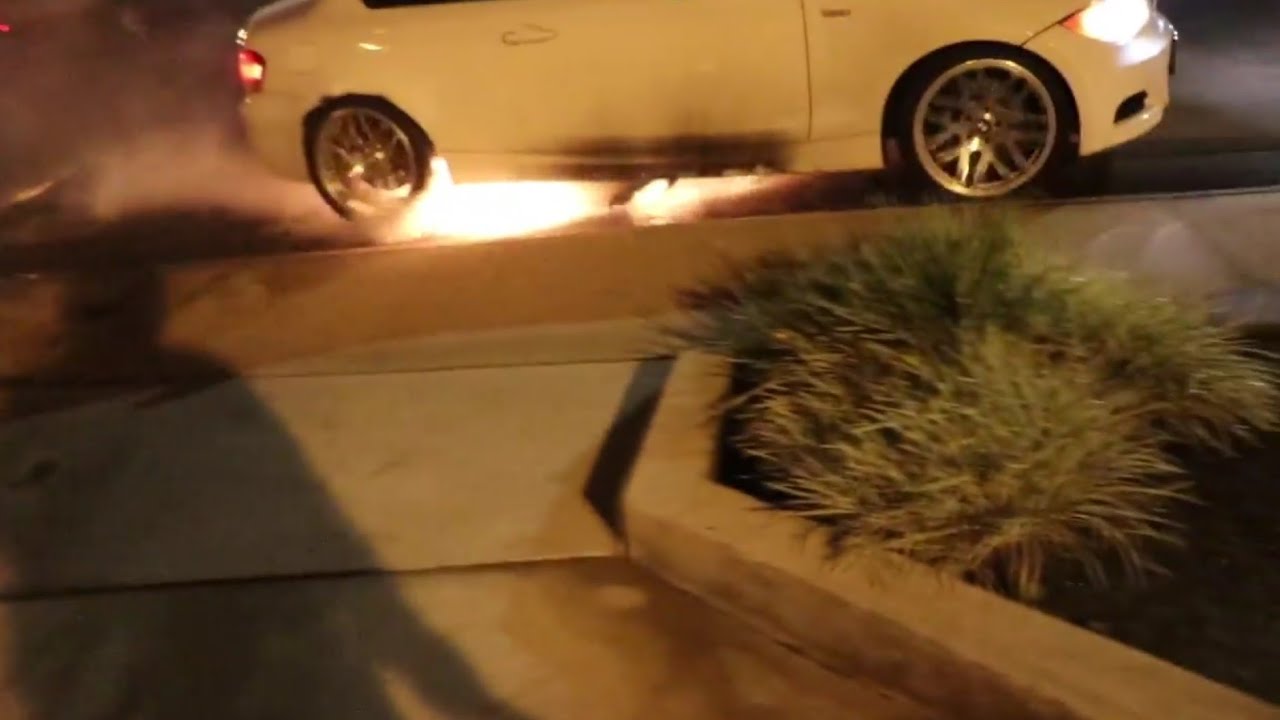 BMW catches on fire after car meet - YouTube