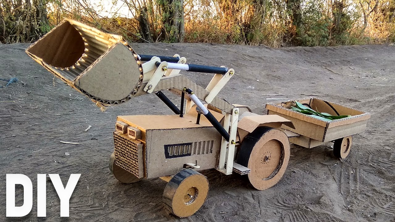 Coolest cardboard Tractor/JCB with Trailer | Easy DIY - YouTube