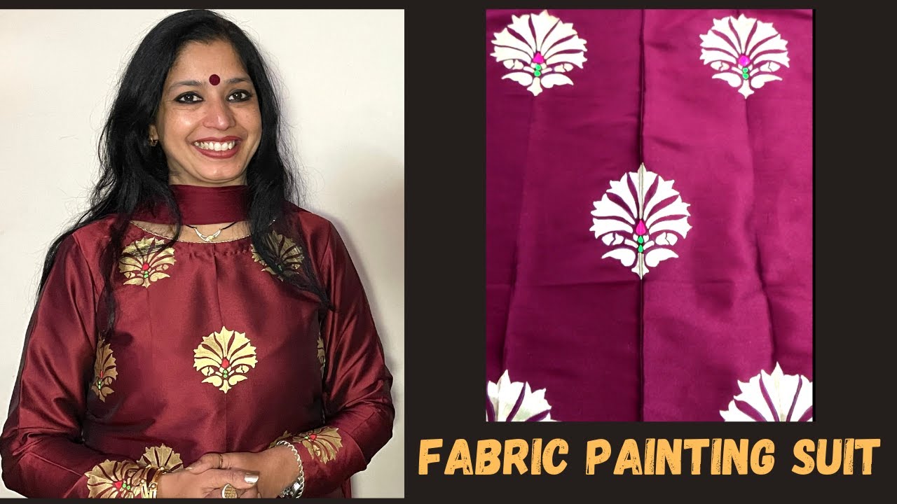 How to paint suit at home beginners | Fabric painting suit | Customize ...