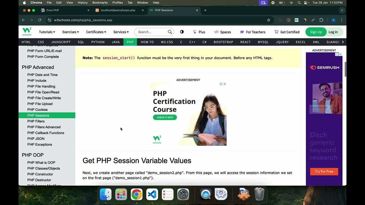 8. Sessions | Core PHP Development - YouTube