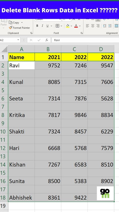 Excel interview skills 8 |Delete Blank Rows data in Excel 👌👌#excel #exceltutorial #msexcel # ...