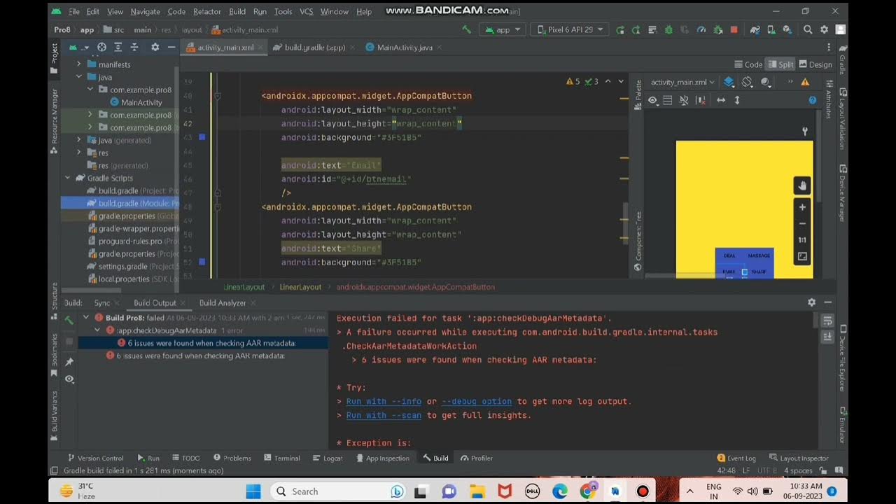 A failure occurred while executing |Execution failed for task ':app:checkDebugAarMetadata - YouTube