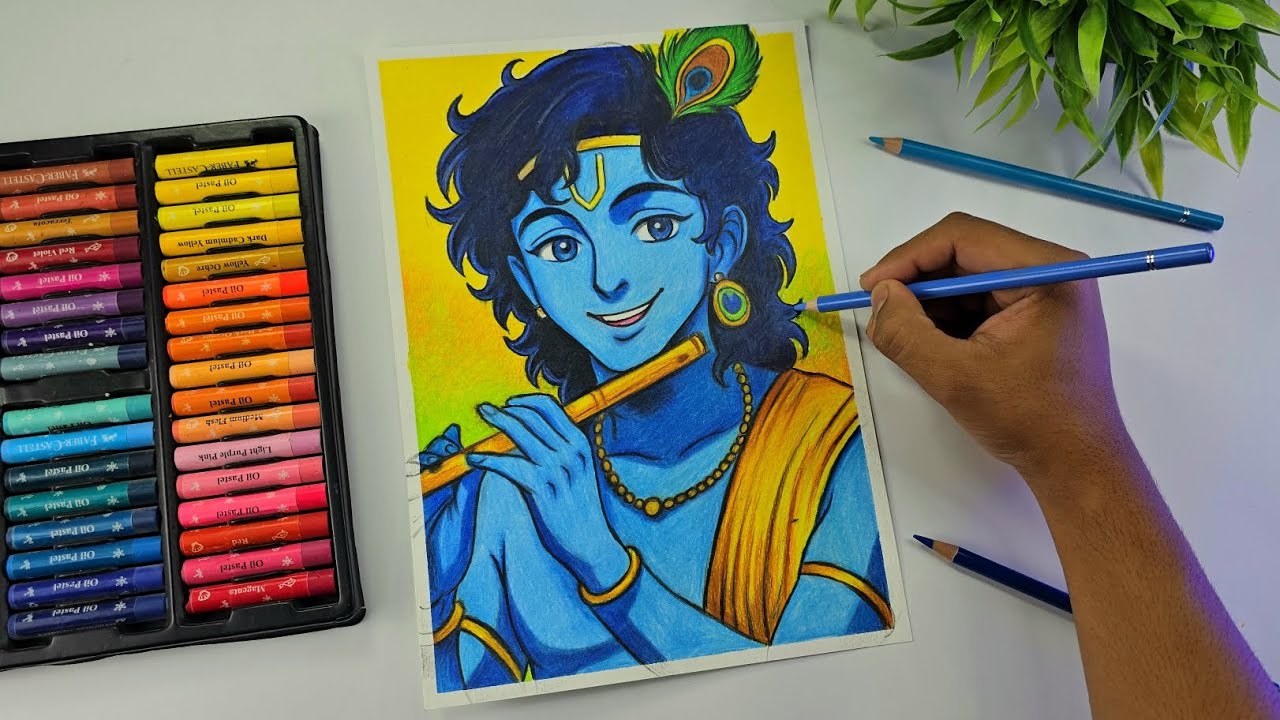 Lord Krishna In Anime Style Drawing, Krishna Drawing, Step By Step ...
