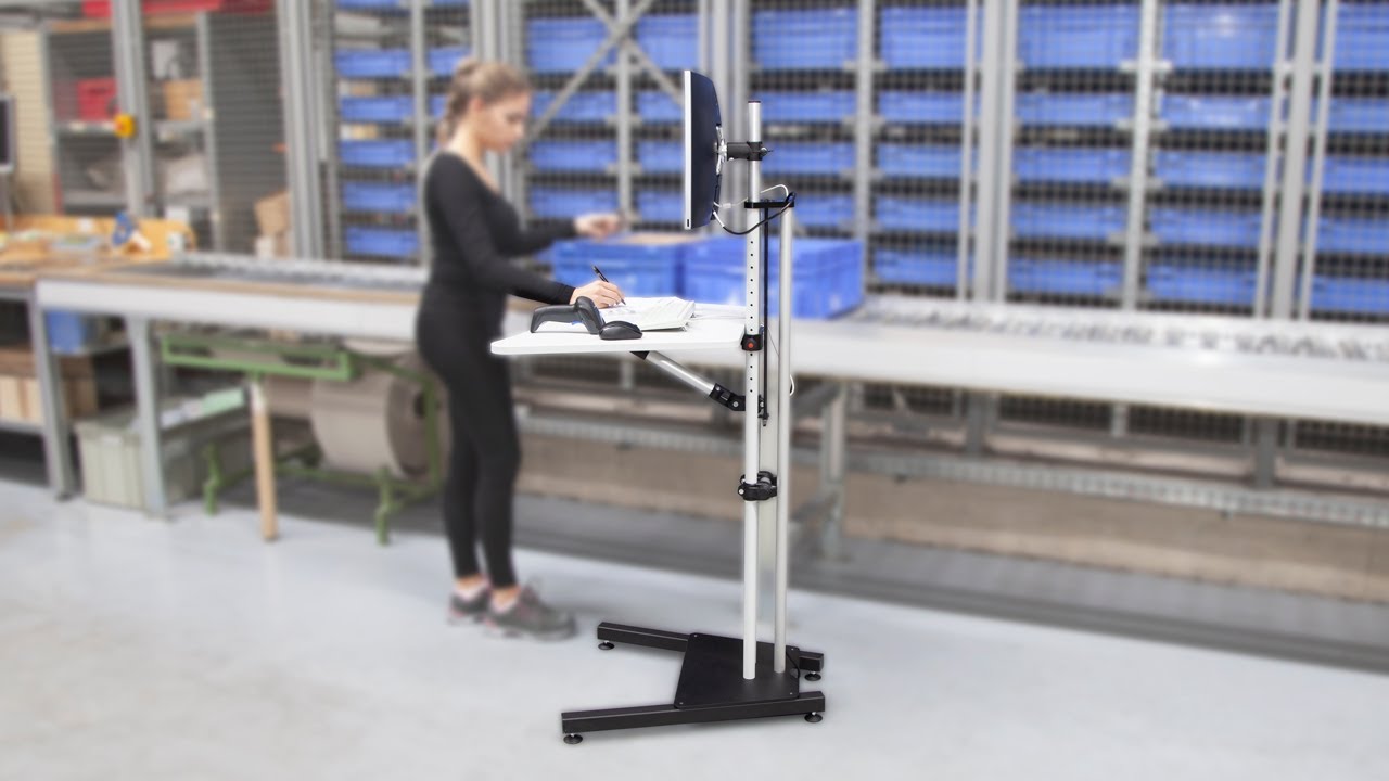 Height-adjustable monitor floor stand – ergonomic standing workstation ...