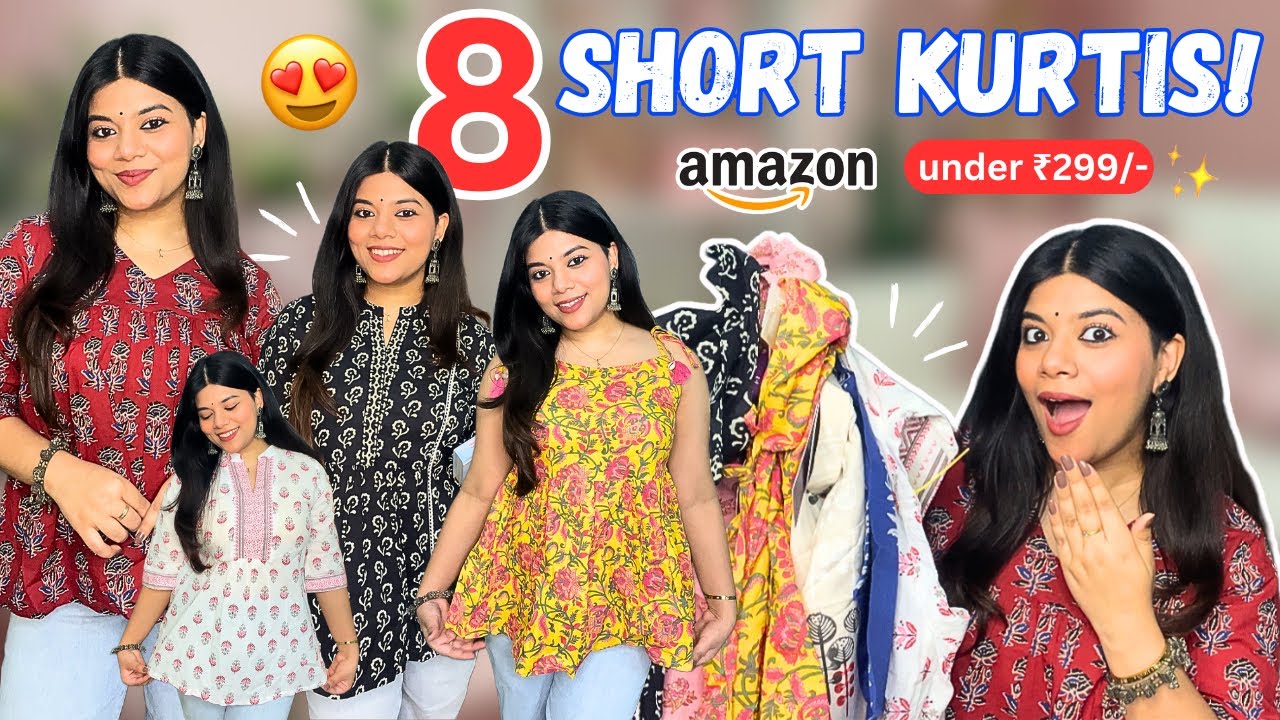 *BEST* Amazon Short Kurti Haul For Summers 💕 Huge Try on 😱 Starting at ...