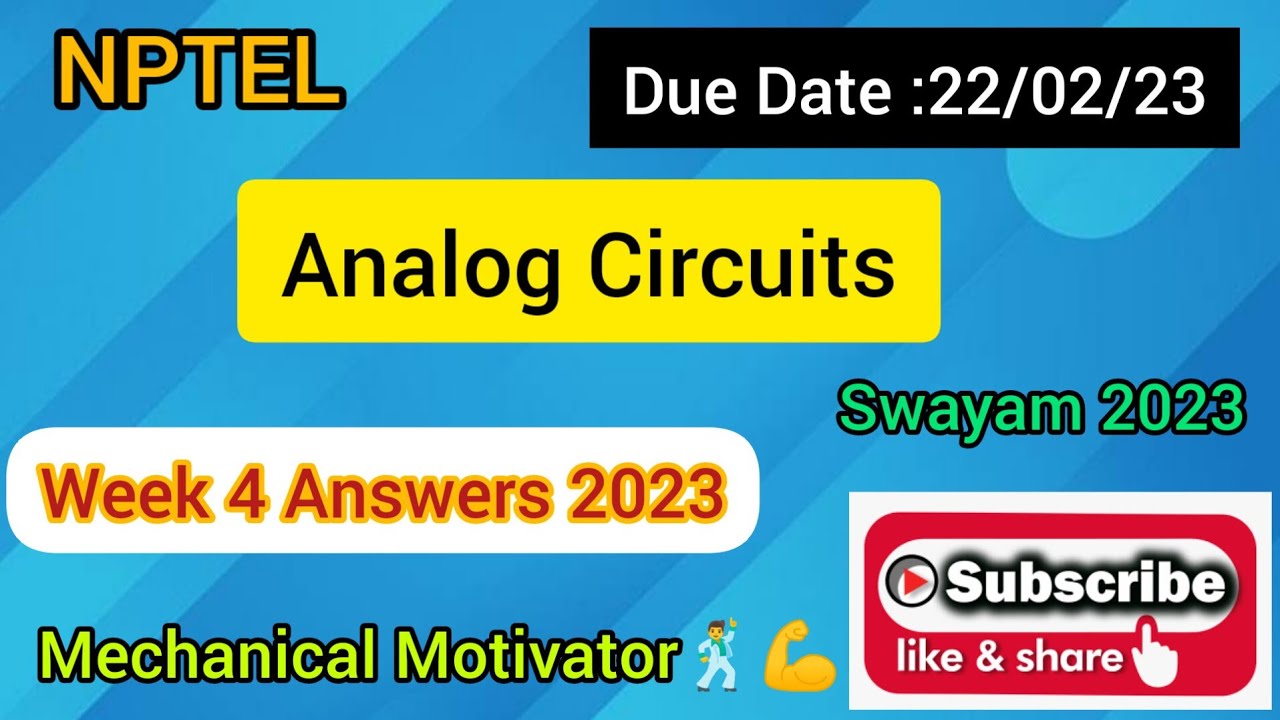 Analog Circuits | Week 4 Quiz | Assignment 4 Solution | NPTEL | SWAYAM ...