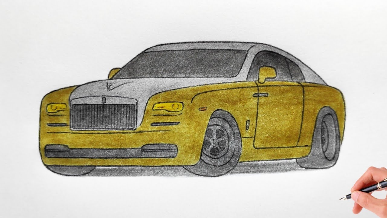 How to draw a ROLLS ROYCE WRAITH 2017 / drawing 3d car / coloring Rolls ...