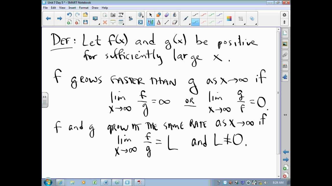 CA Calculus BC Video Lesson 7-5 Relative Rates of Growth - YouTube