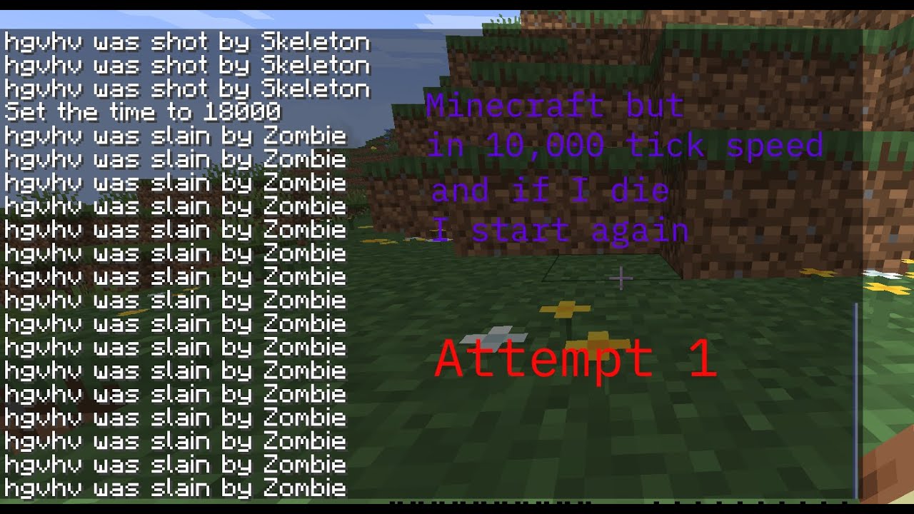 Minecraft but... the tick rate is 10,000 *Attempt 1* - YouTube